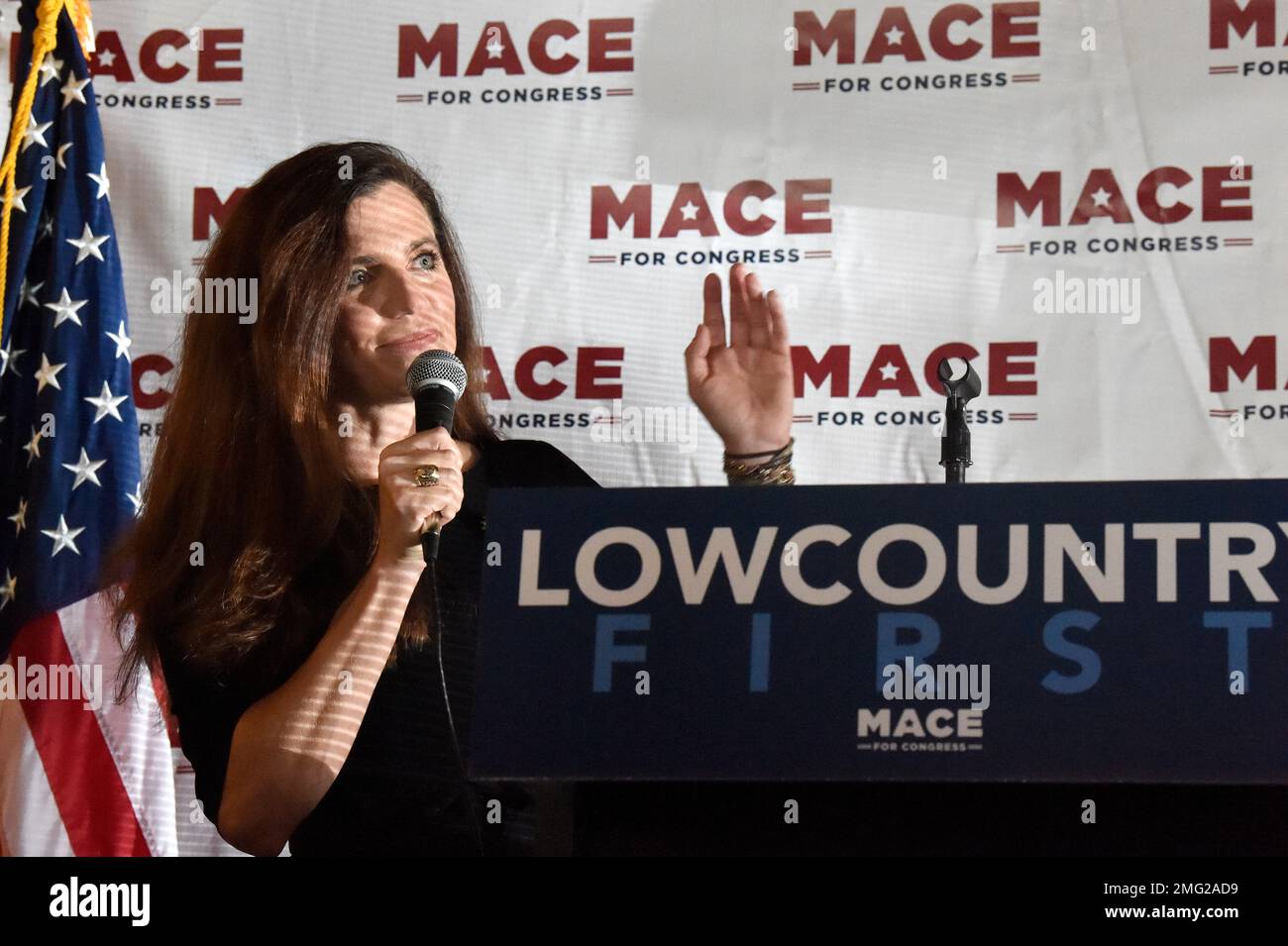 U.S. House candidate Nancy Mace speaks at a campaign event on Monday ...