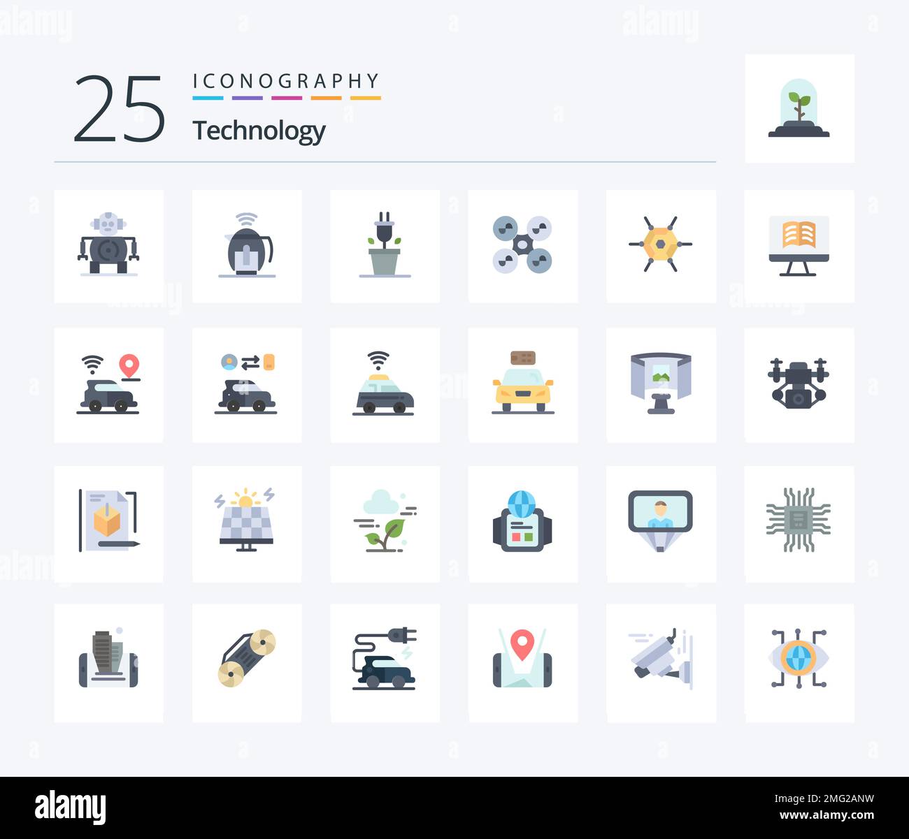 Technology 25 Flat Color icon pack including computer. network. plant ... Technology 25 Flat Color icon pack including computer. network. plant ...