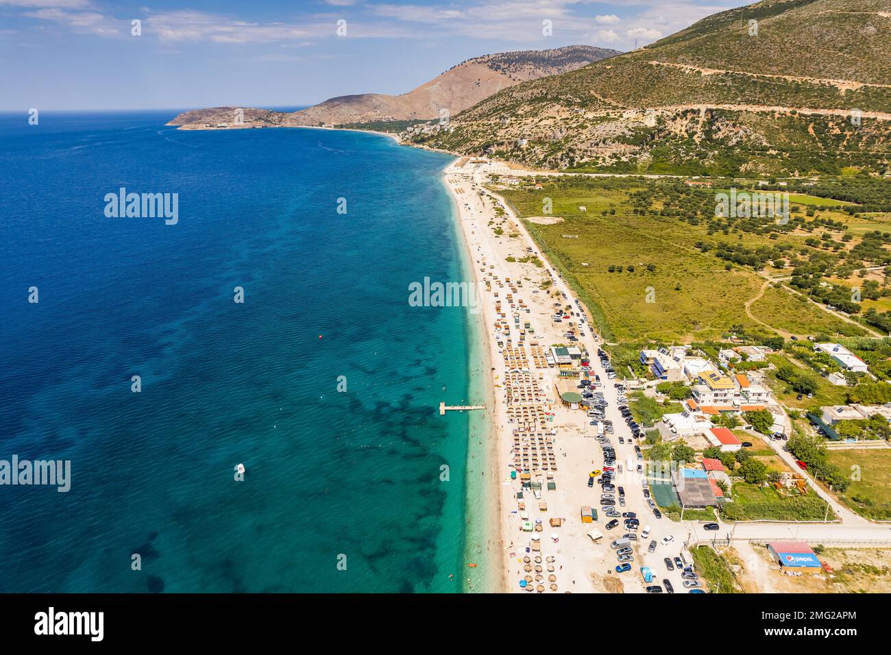 Part of 7 km long beach in village Borsh, Albania in Summer 2022 Stock ...