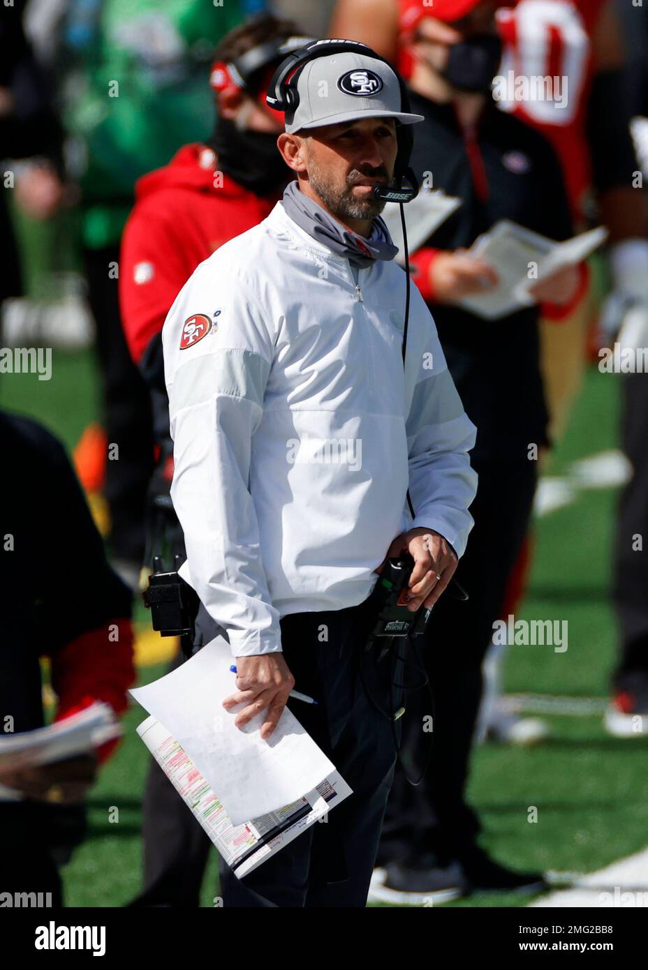 San Francisco 49ers head coach Kyle Shanahan looks on against the New ...