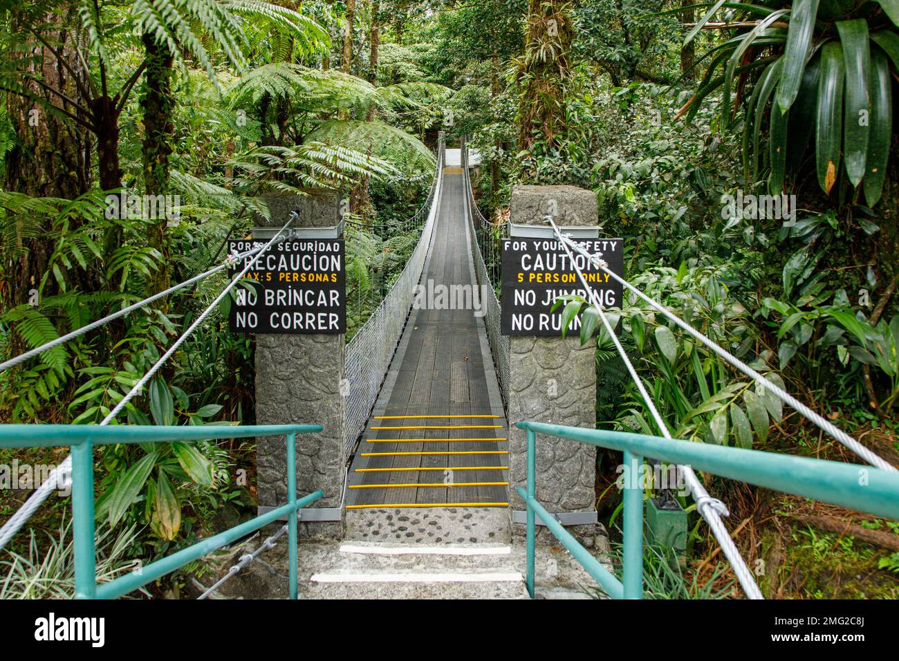 Hanging bridge the "Spider Bridge" at the Arenal Observatory Lodge ...