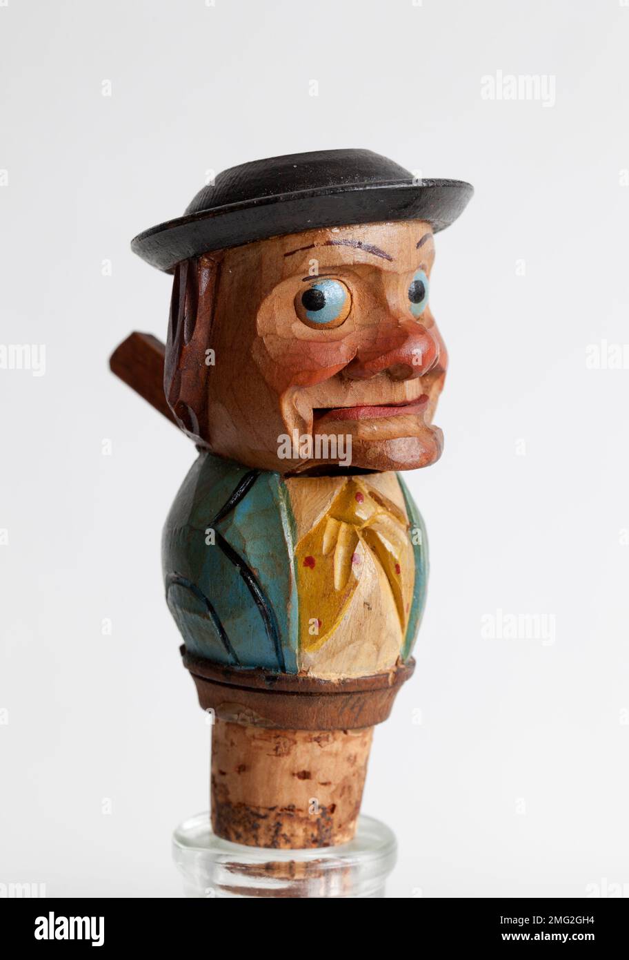 Vintage Antique Anri Carved Wood Character Bottle Stopper Stock Photo ...