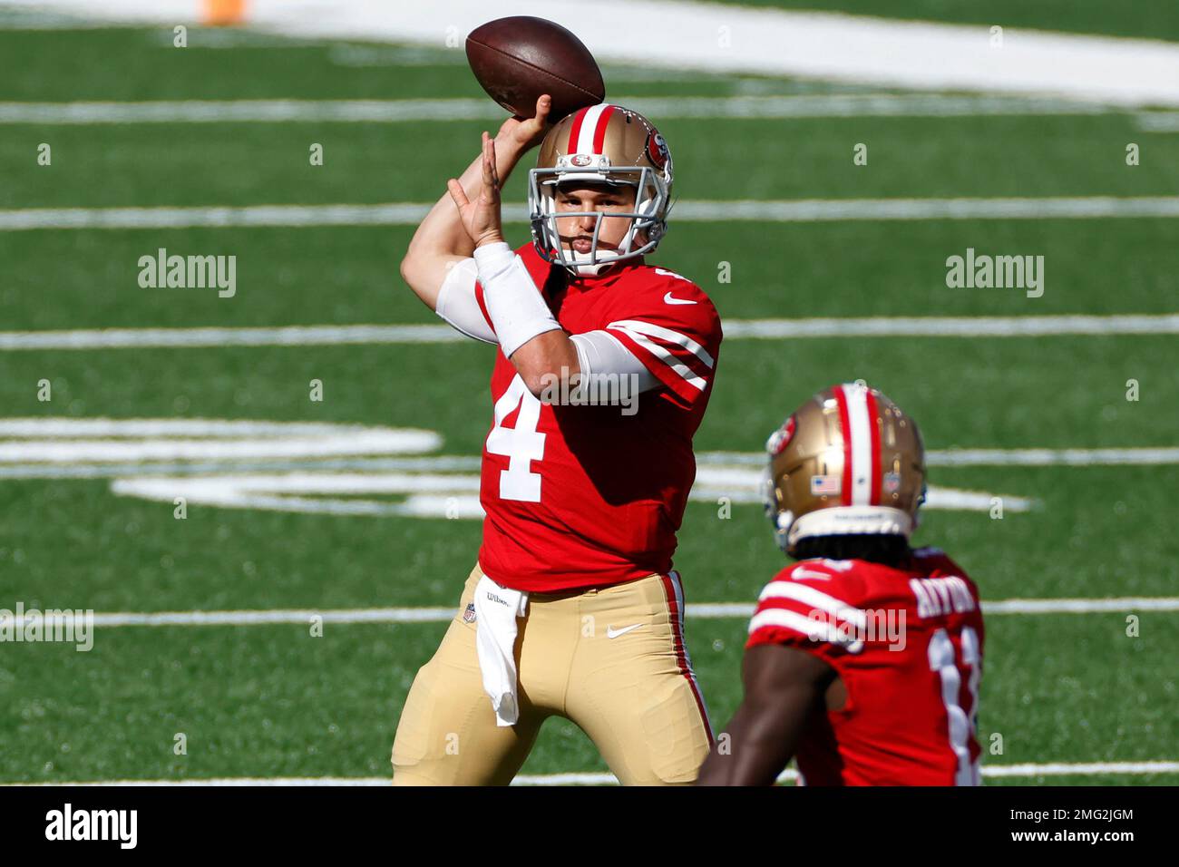 San Francisco 49ers quarterback Nick Mullens (4) in action against the ...