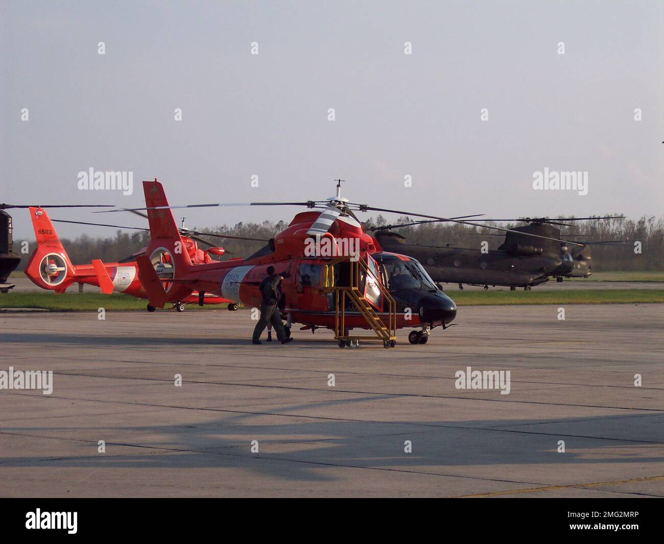 Aircrafts - HH-65 Dolphin - 26-HK-54-59. HH-65s and personnel on ramp ...