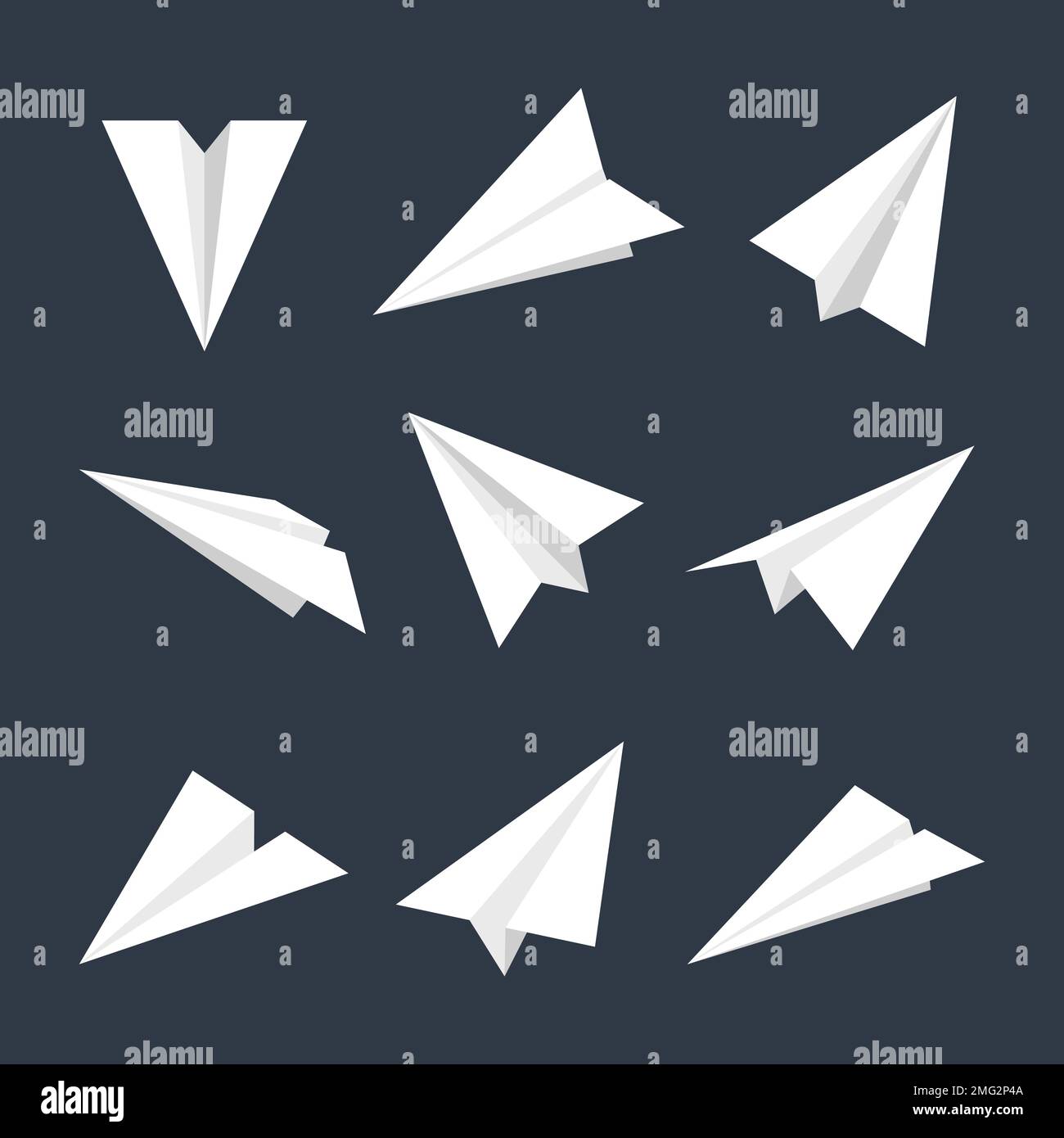 Realistic white paper planes collection. Handmade origami aircraft in ...