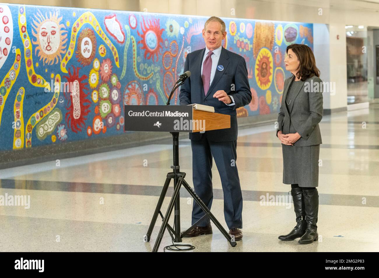 Chairman and CEO of MTA Janno Lieber speaks at Governor Hochul ...