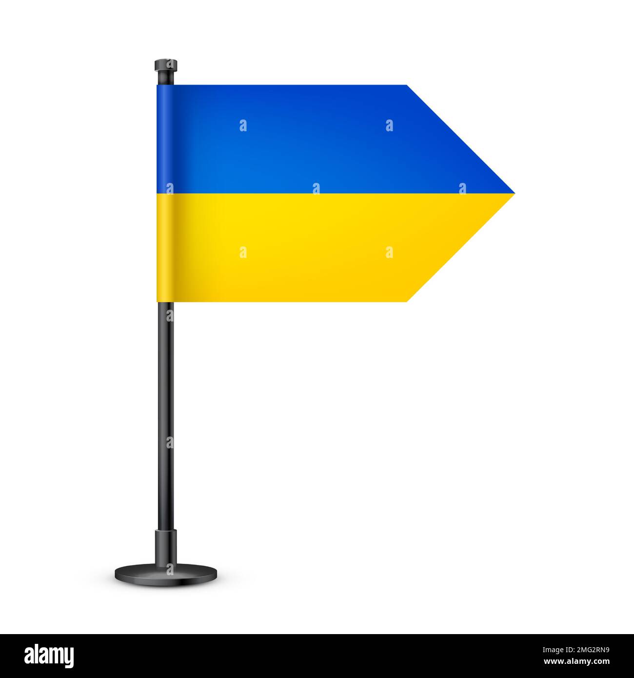 Realistic Ukrainian table flag on a black steel pole. Souvenir from ...