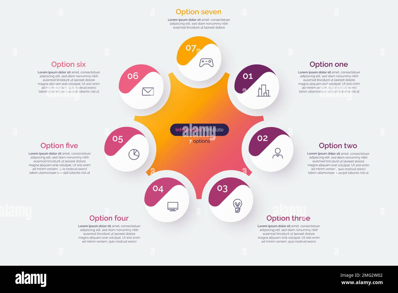 Seven option circle infographic diagram. Vector illustration Stock ...
