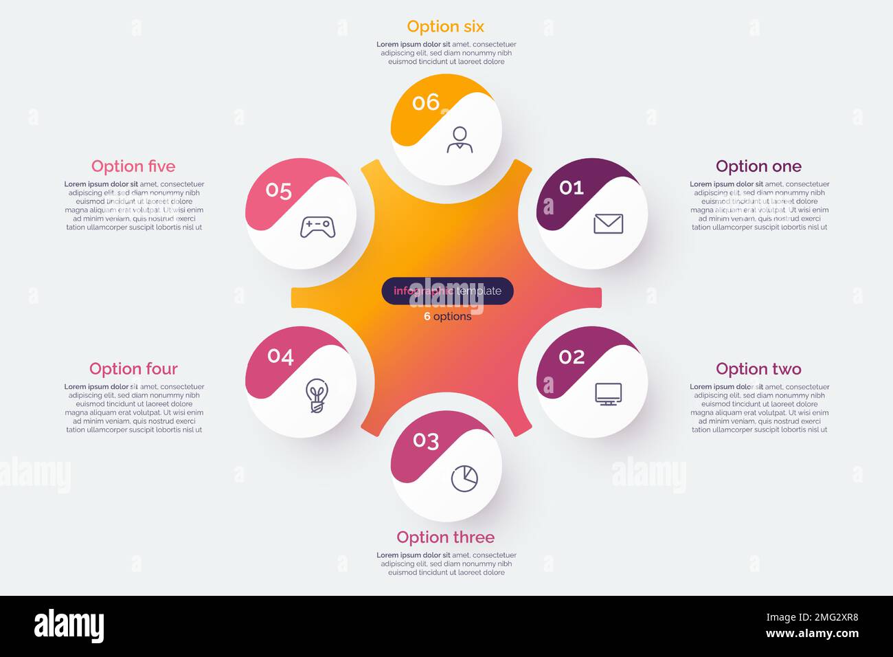 Six option circle infographic diagram. Vector illustration Stock Vector ...