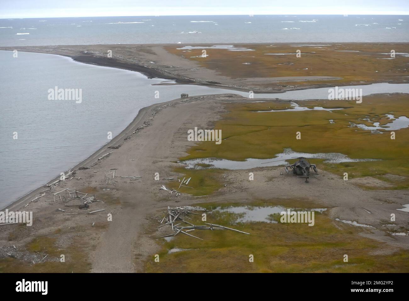 Air crews from two UH-60 Black Hawk helicopters take in the view of the ...