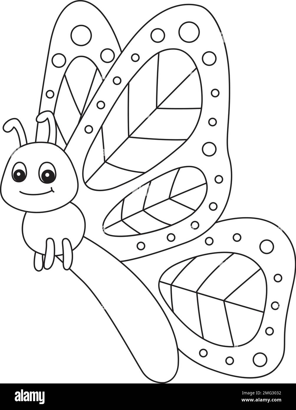 Spring Butterfly Isolated Coloring Page for Kids Stock Vector Image ...