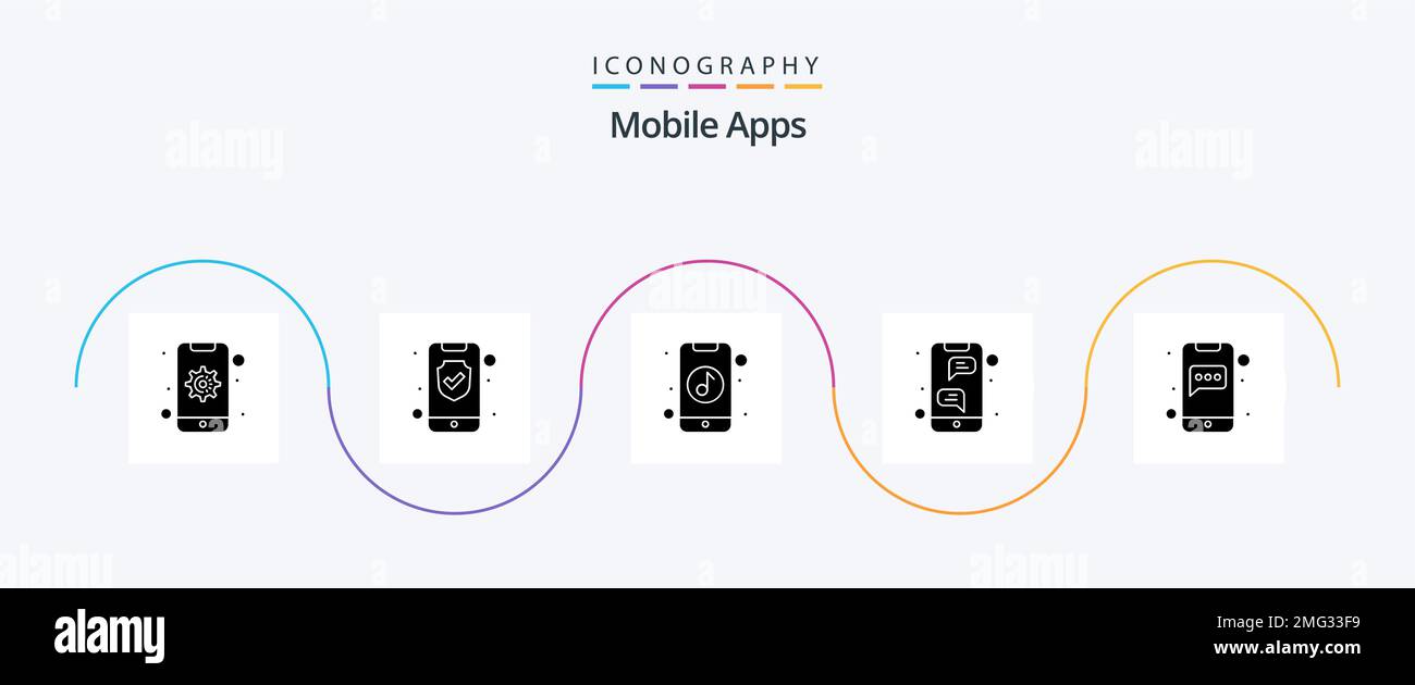 Mobile Apps Glyph 5 Icon Pack Including bubble. instant messenger. app ...