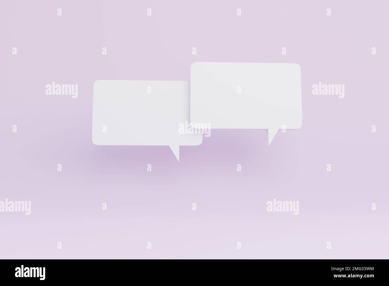 Two speech bubbles in pastel background, 3d rendering. Digital ...