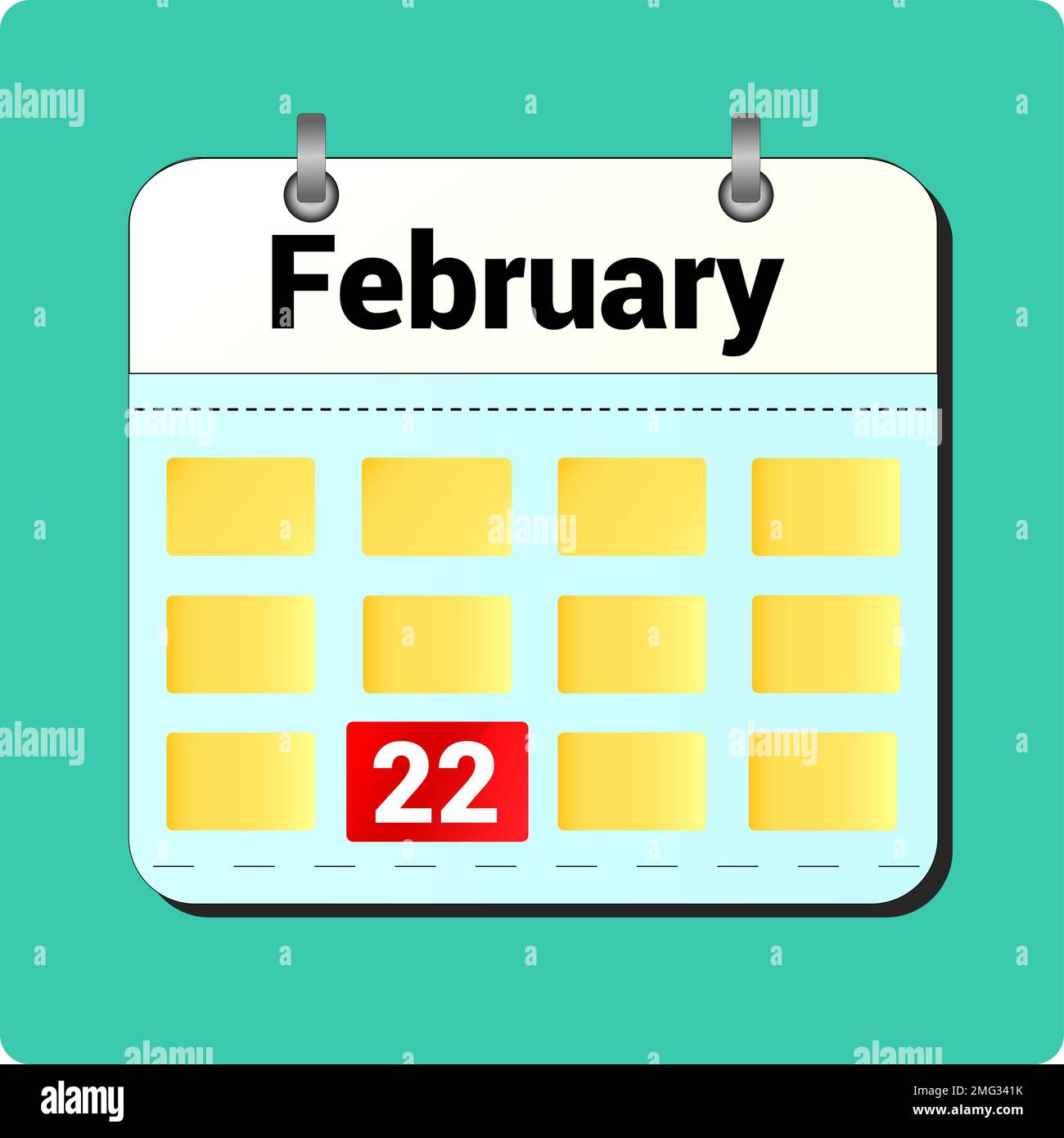 calendar vector drawing, date February 22 on the page Stock Vector ...