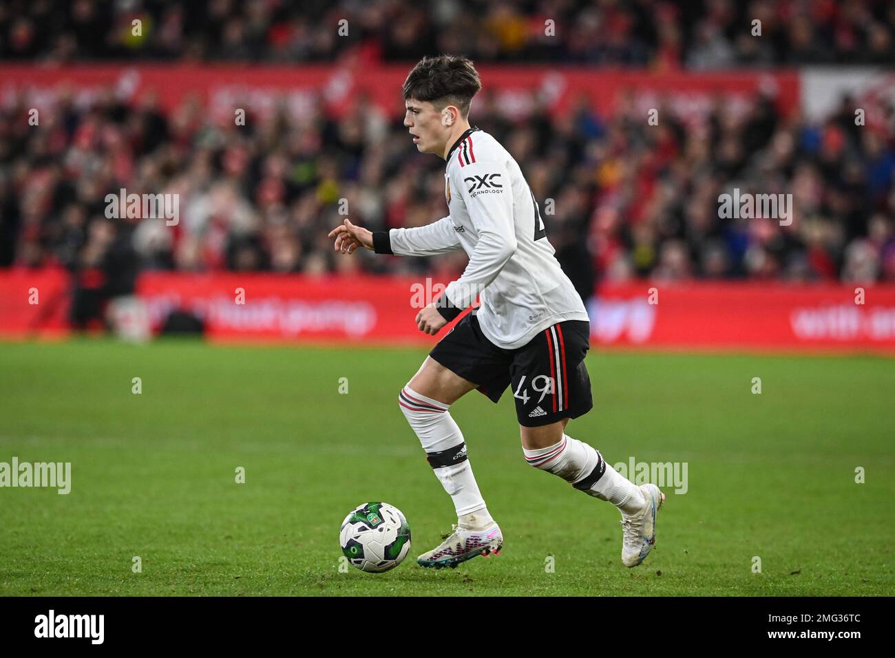Alejandro Garnacho #49 of Manchester United in action during the ...