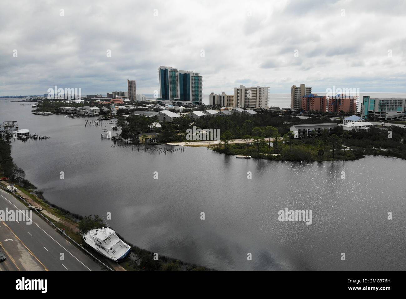 Storm aftermath is seen, Thursday, Sept. 17, 2020, in Orange Beach, Ala ...