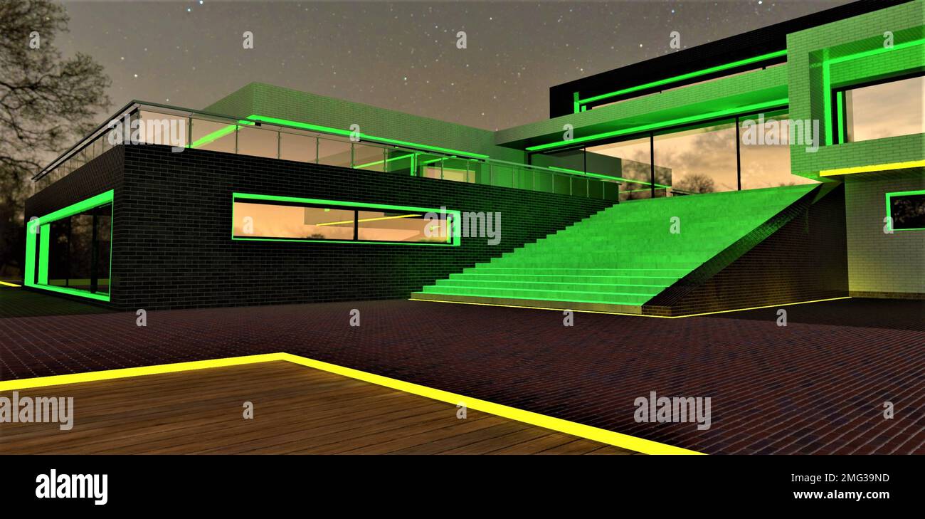 Walking up the luminous green stairs to the veranda of the wonderful ...