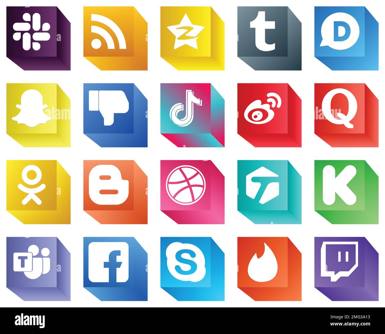20 Modern 3D Social Media Icons such as sina. snapchat. china and ...