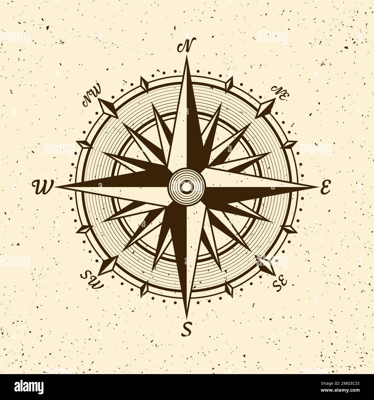 Vintage marine wind rose, nautical chart. Monochrome navigational ...