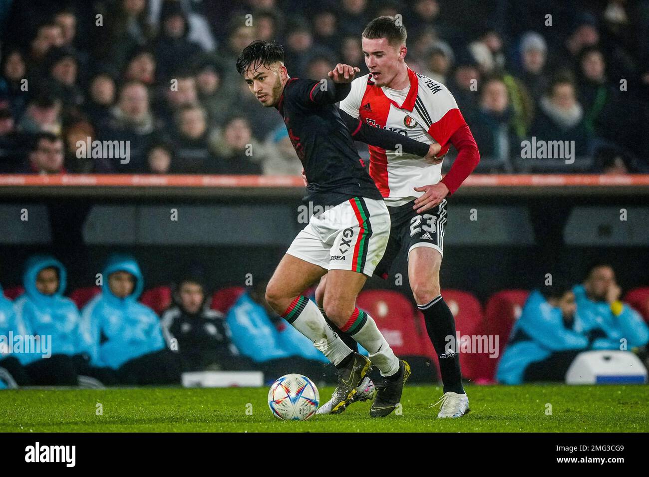 Rotterdam - Souffian El Karouani of NEC Nijmegen, Patrik Walemark of Feyenoord during the match ...
