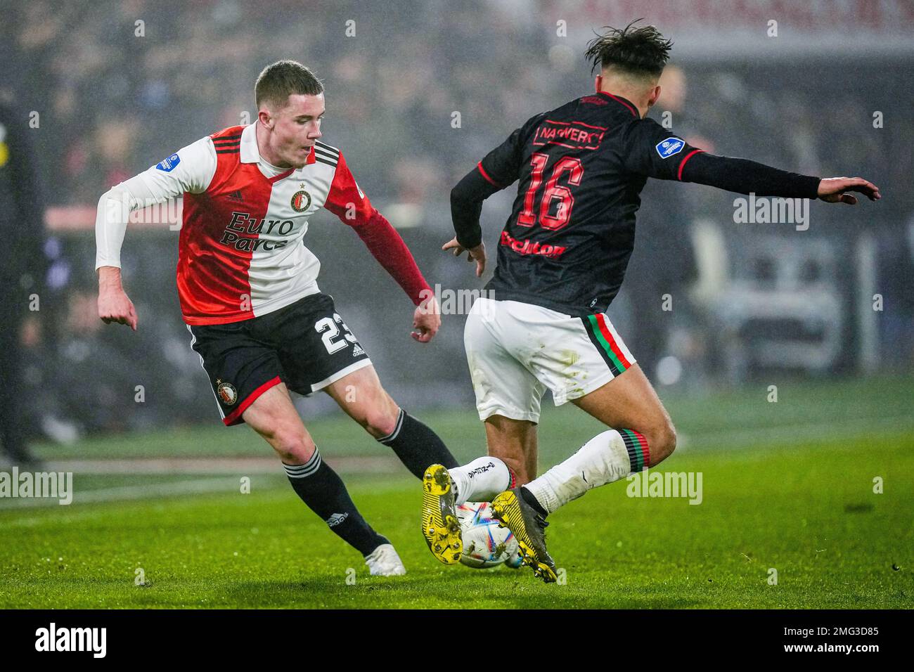 Rotterdam - Patrik Walemark of Feyenoord, Souffian El Karouani of NEC Nijmegen during the match ...
