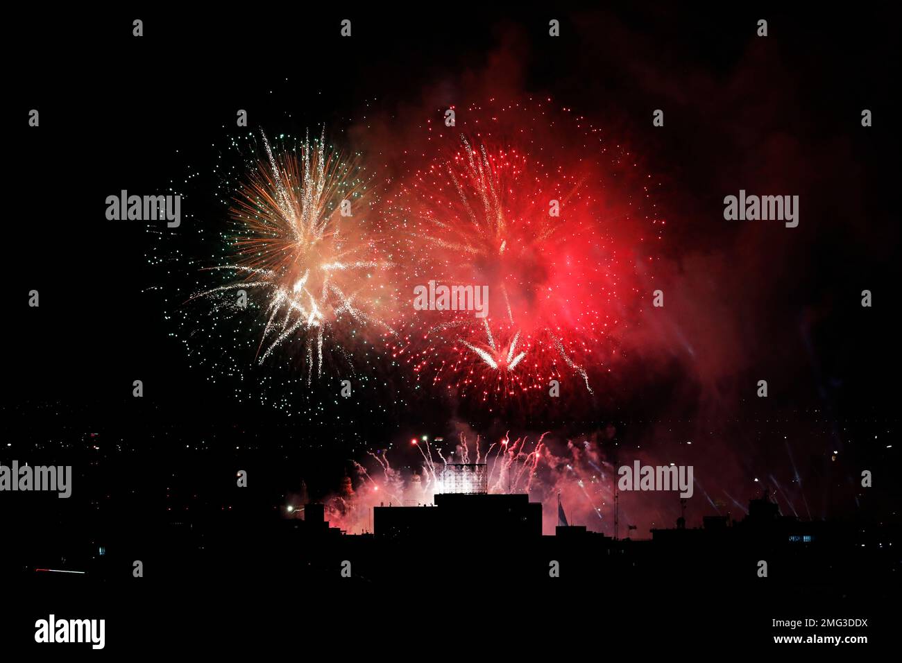 Fireworks light up the sky over the Zocalo during Mexico's independence ...
