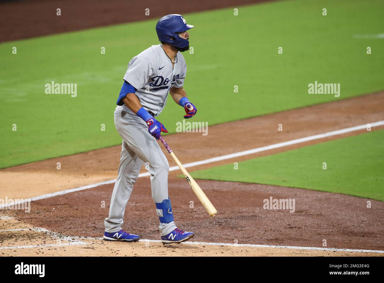 Los Angeles Dodgers' Edwin Rios hits a solo home run to right field of ...