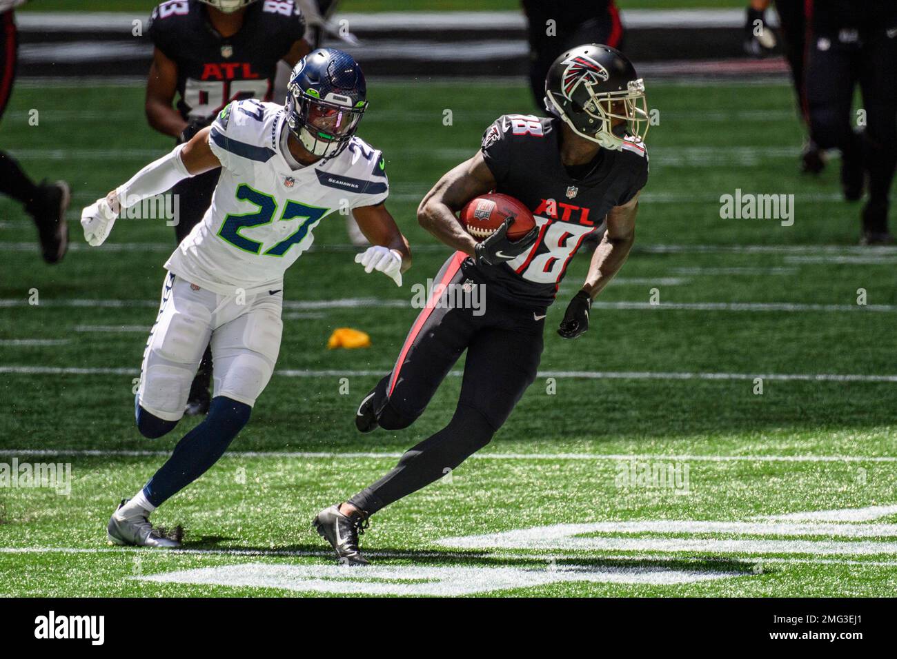 Seattle Seahawks safety Marquise Blair (27) pursues Atlanta Falcons ...