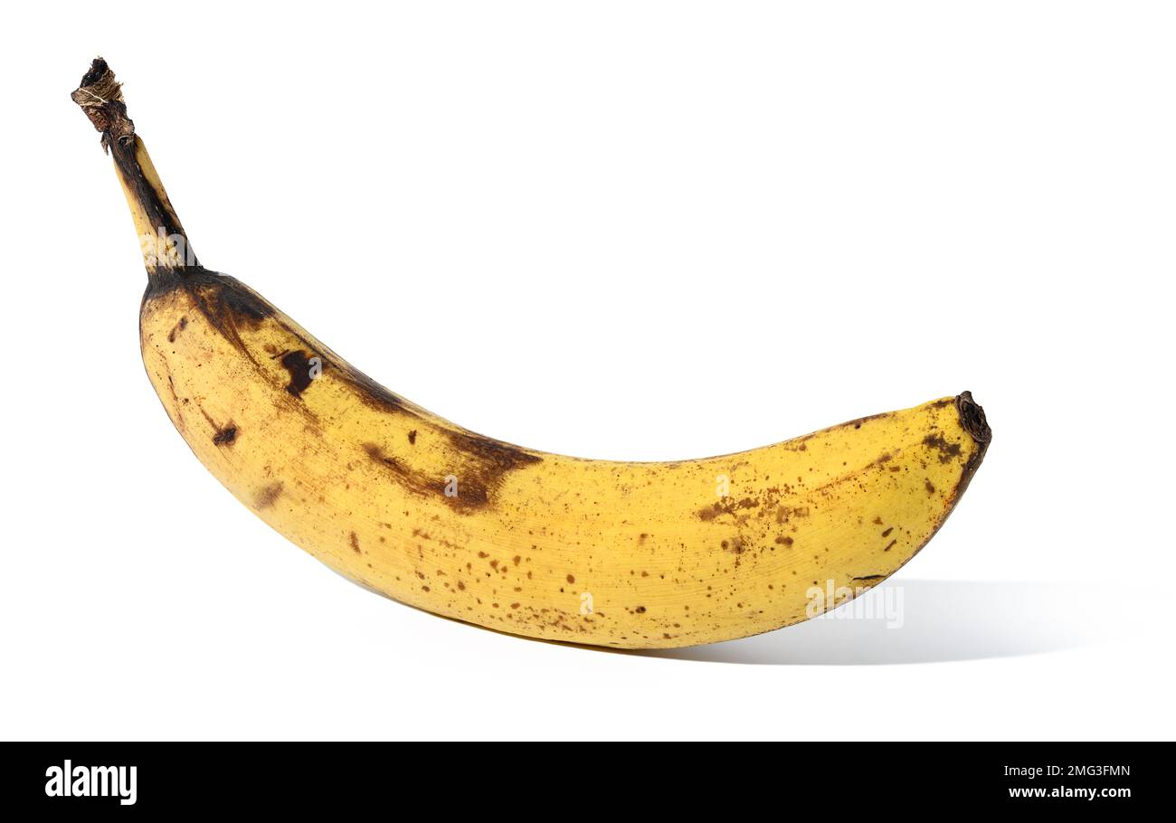 Ripe banana on white isolated background, overripe fruit Stock Photo ...