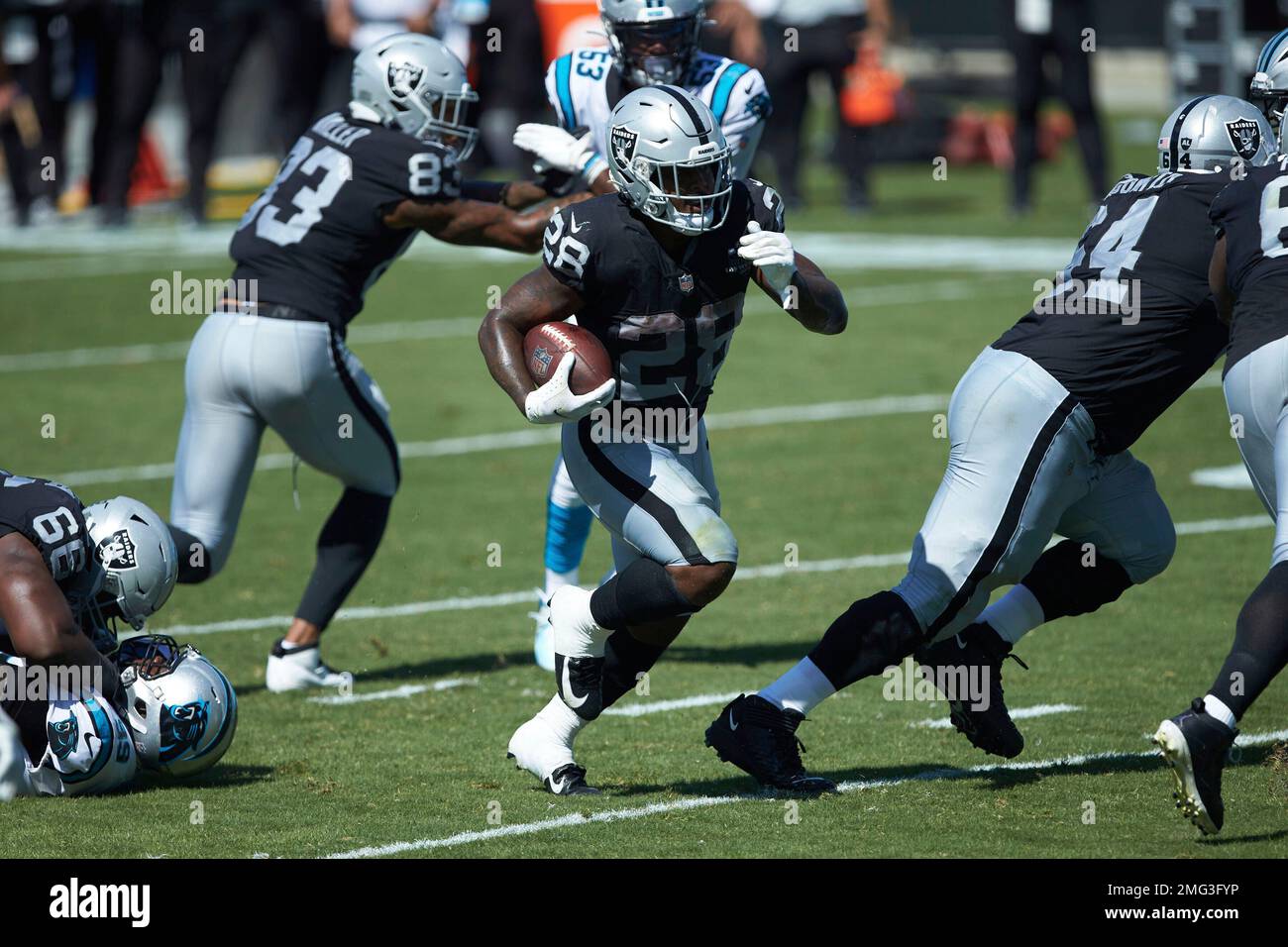 Las Vegas Raiders running back Josh Jacobs (28) during the second half ...