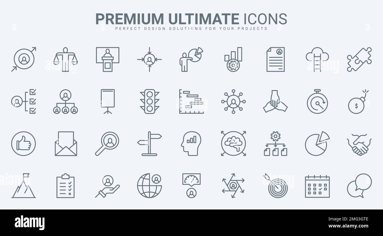 Business management, leadership thin line icons set vector illustration ...