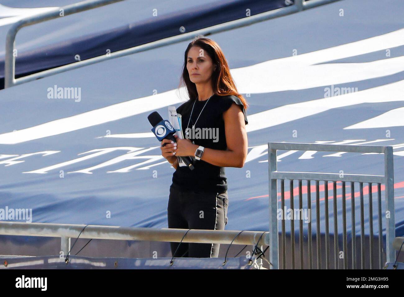 CBS sideline reporter Tracy Wolfson looks on during an NFL football ...