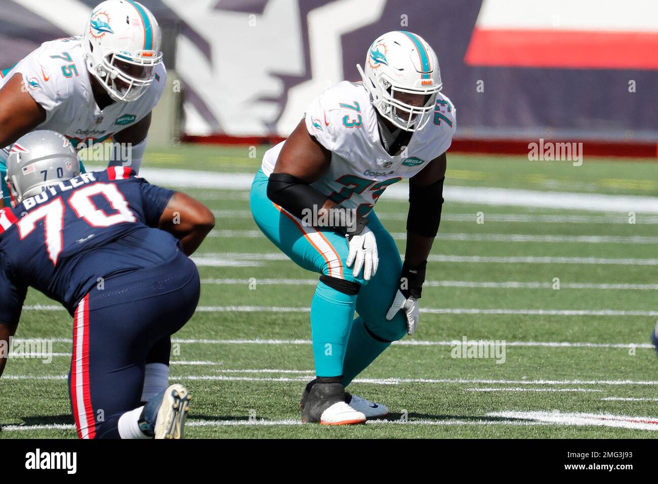 Miami Dolphins offensive tackle Austin Jackson during an NFL football ...