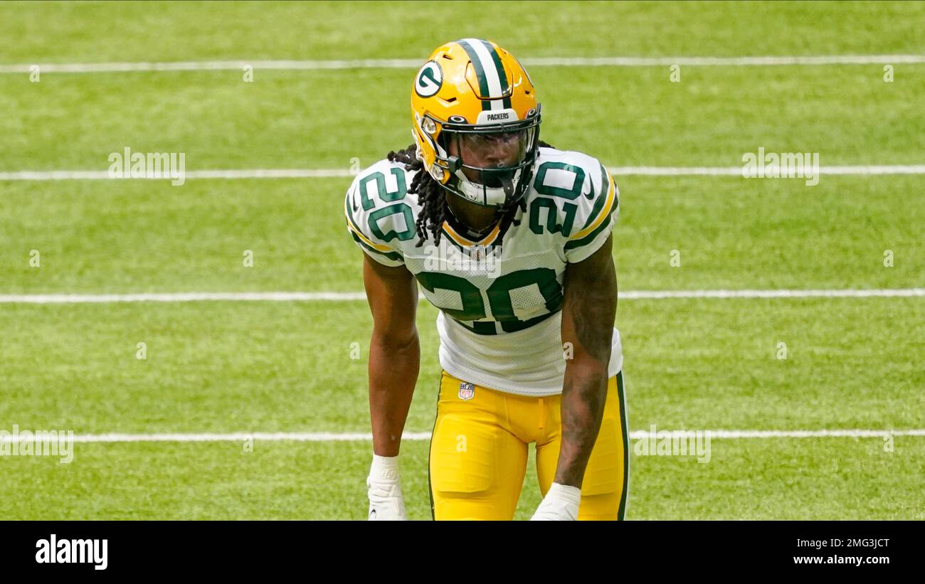 Green Bay Packers cornerback Kevin King (20) lines up in the first half ...