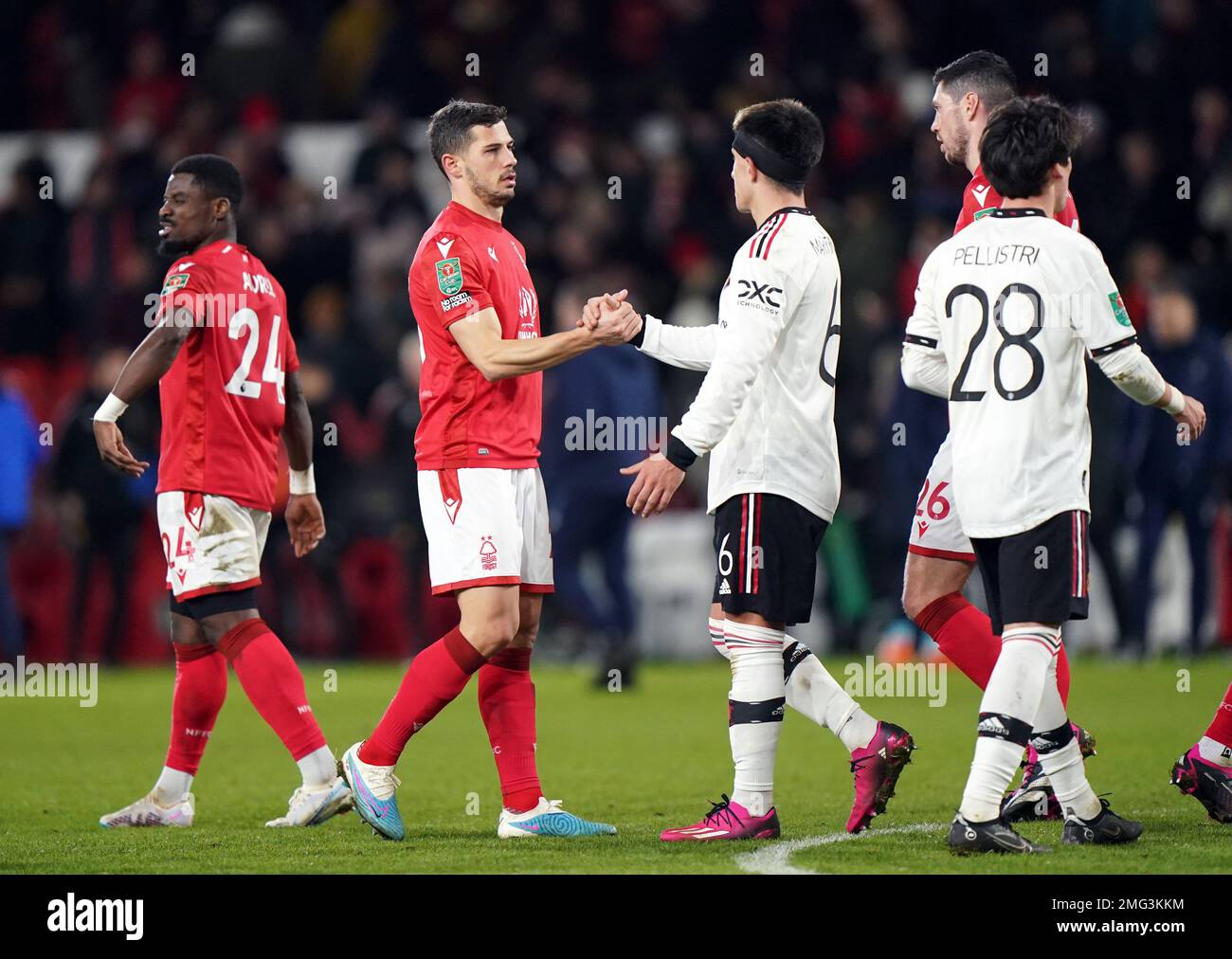 Manchester United's Lisandro Martinez with Nottingham Forest's Remo ...