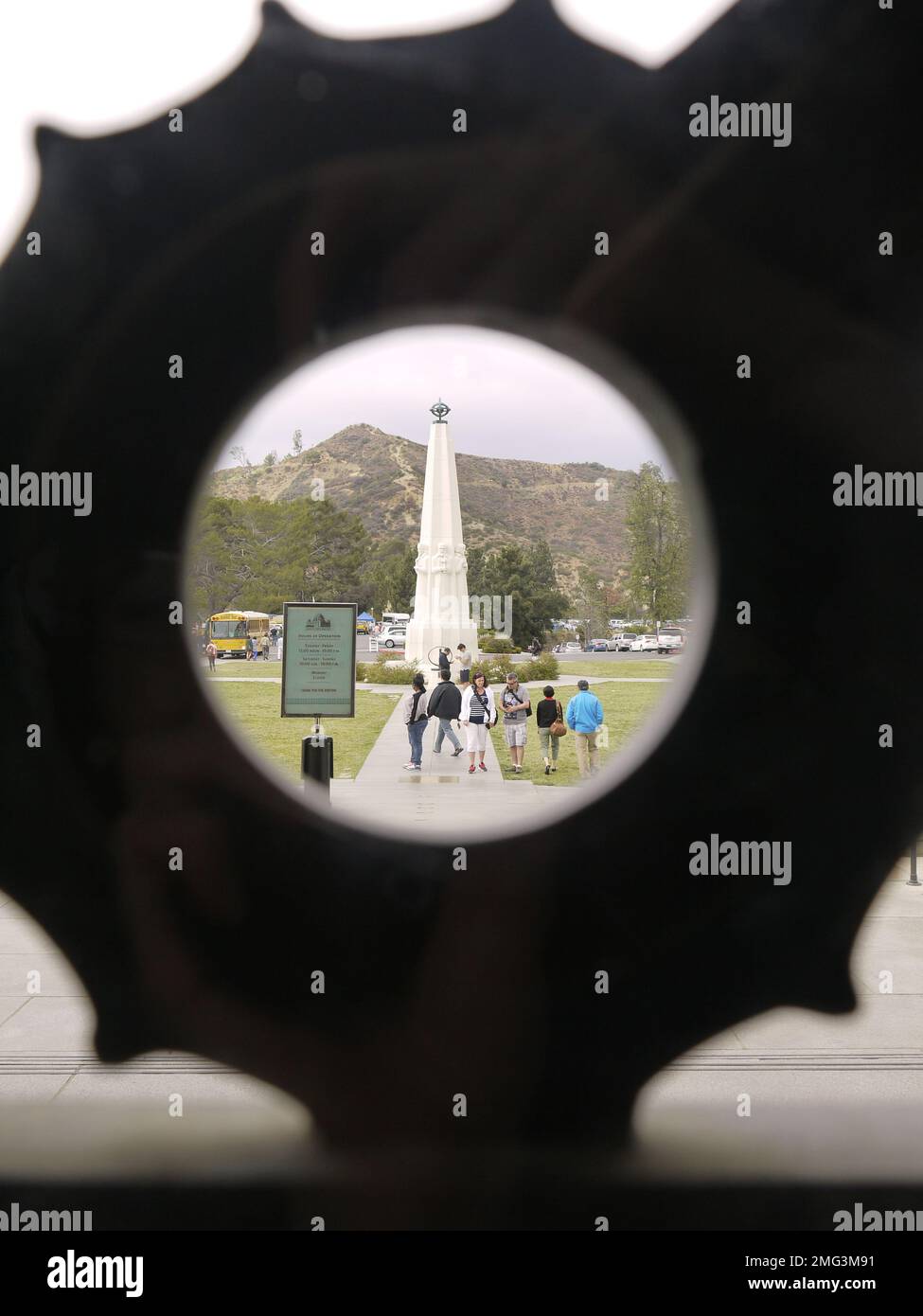 The Astronomers Monument framed by a bronze symbol on the doors of the ...