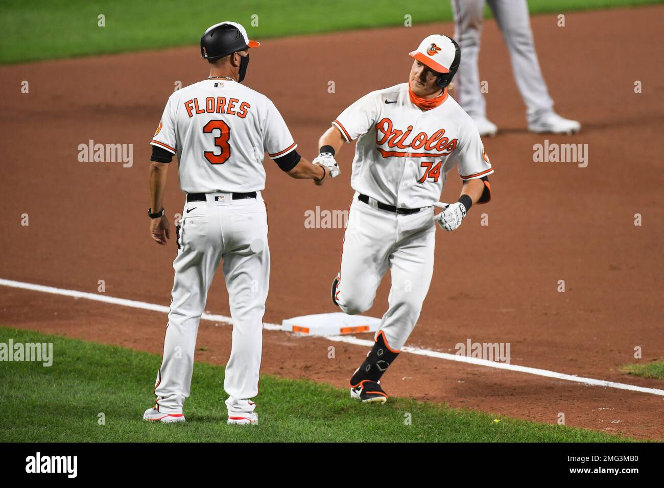 Baltimore Orioles' Pat Valaika (74) celebrates his seventh-inning home ...