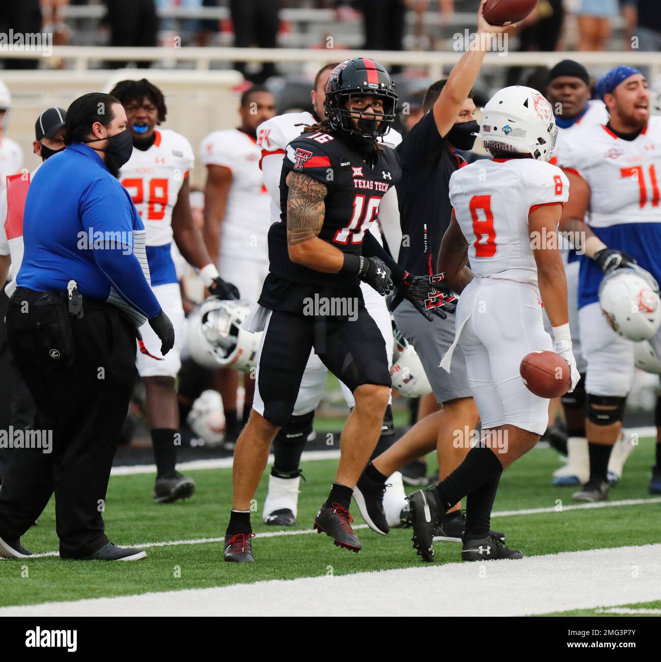 Texas Tech safety Thomas Leggett in an an NCAA college football game ...