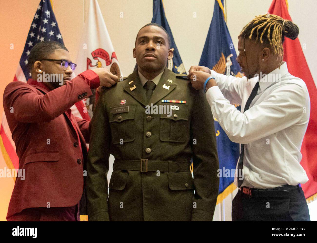 2nd Lt. Antonio Farley of Libertyville, Illinois, has his new rank ...