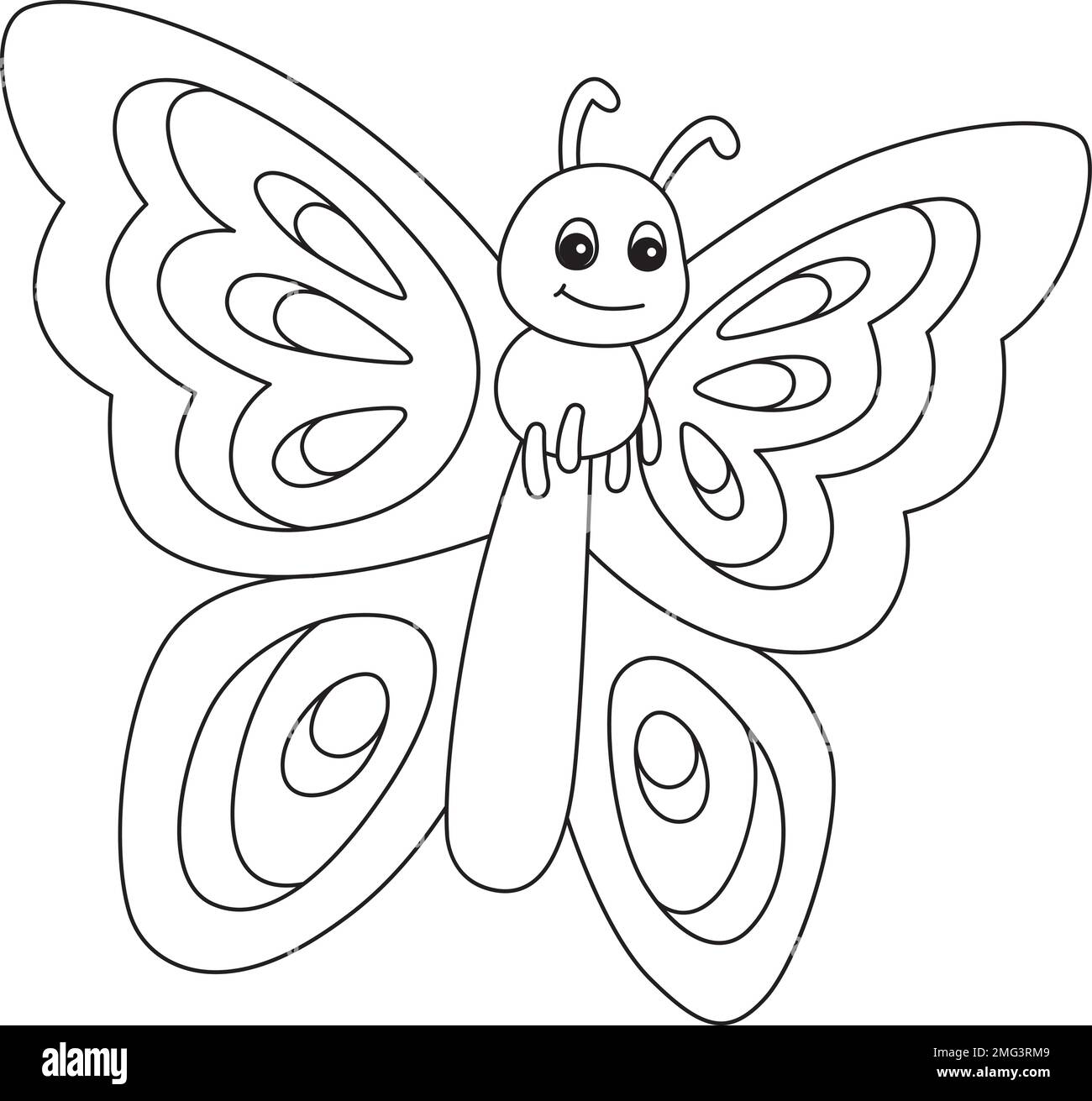 Spring Butterfly Isolated Coloring Page for Kids Stock Vector Image ...