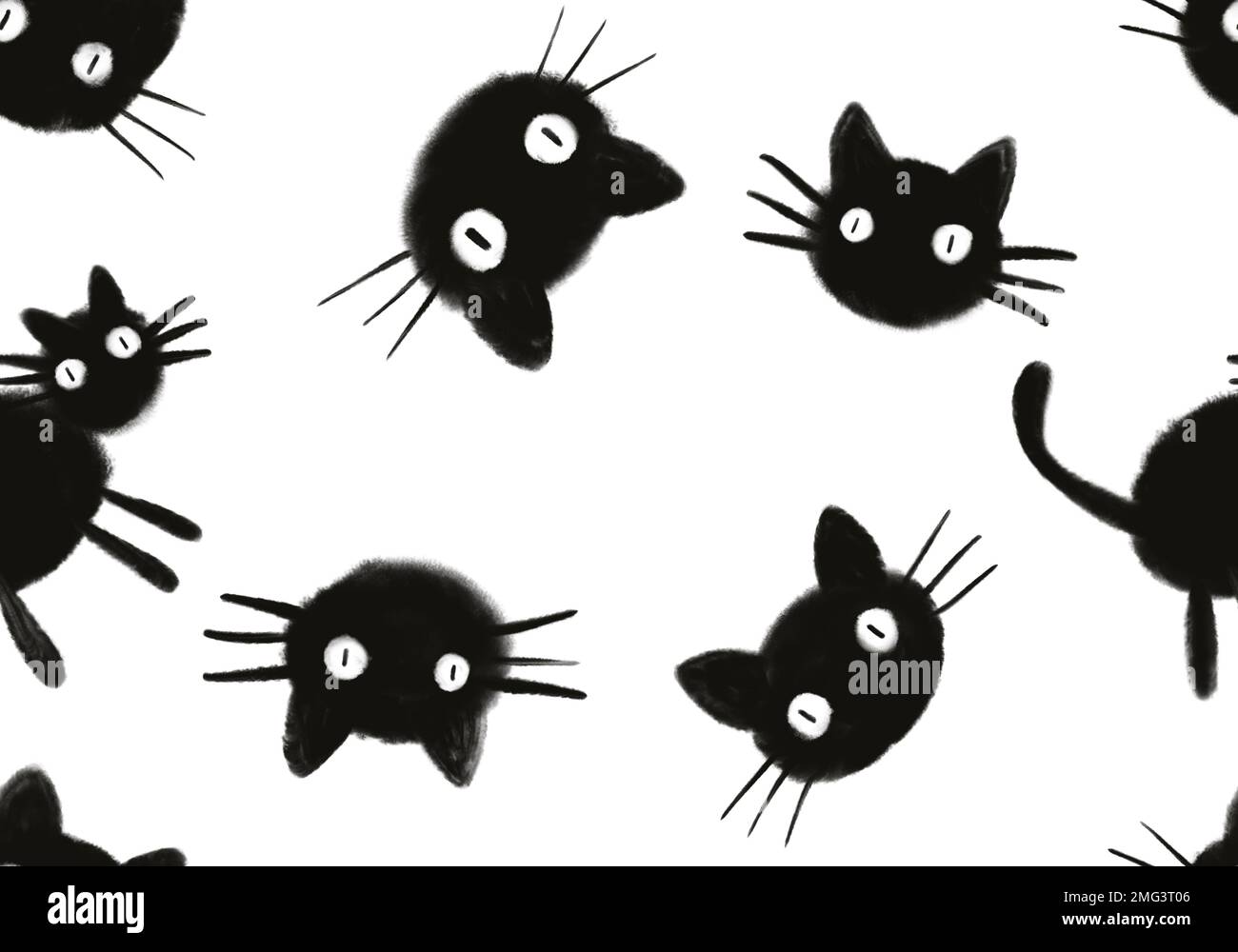 Halloween animals seamless black cats paint markers pattern for ...