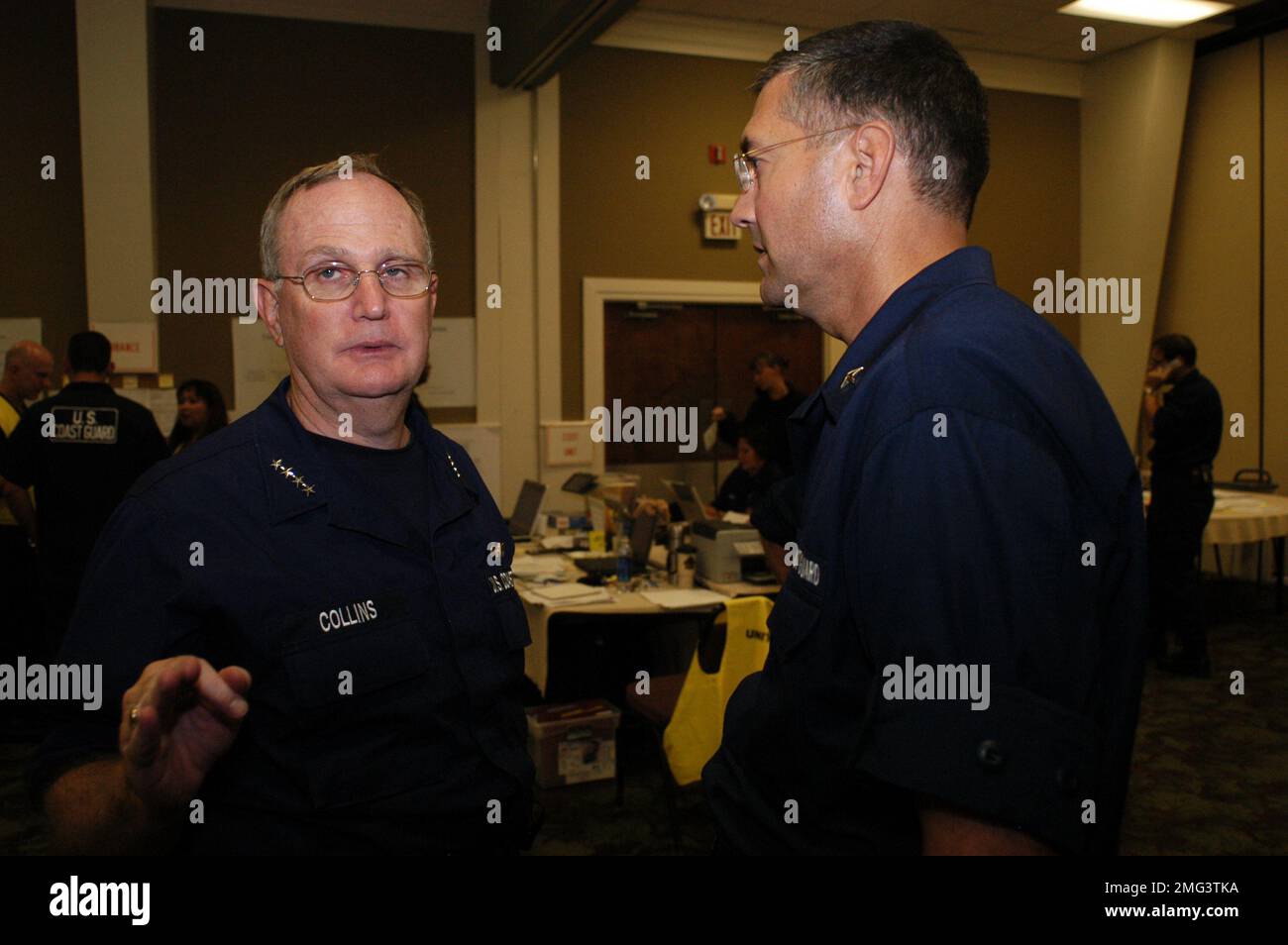Admiral Collins Visit - 26-HK-3-23. Admiral Collins talking with active ...