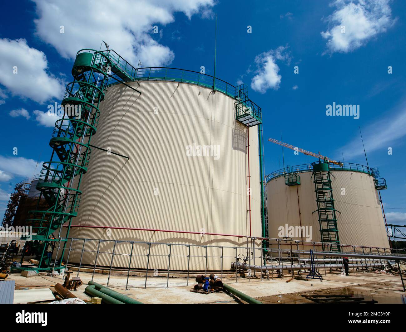 Large industrial round tanks for chemical production or oil ...