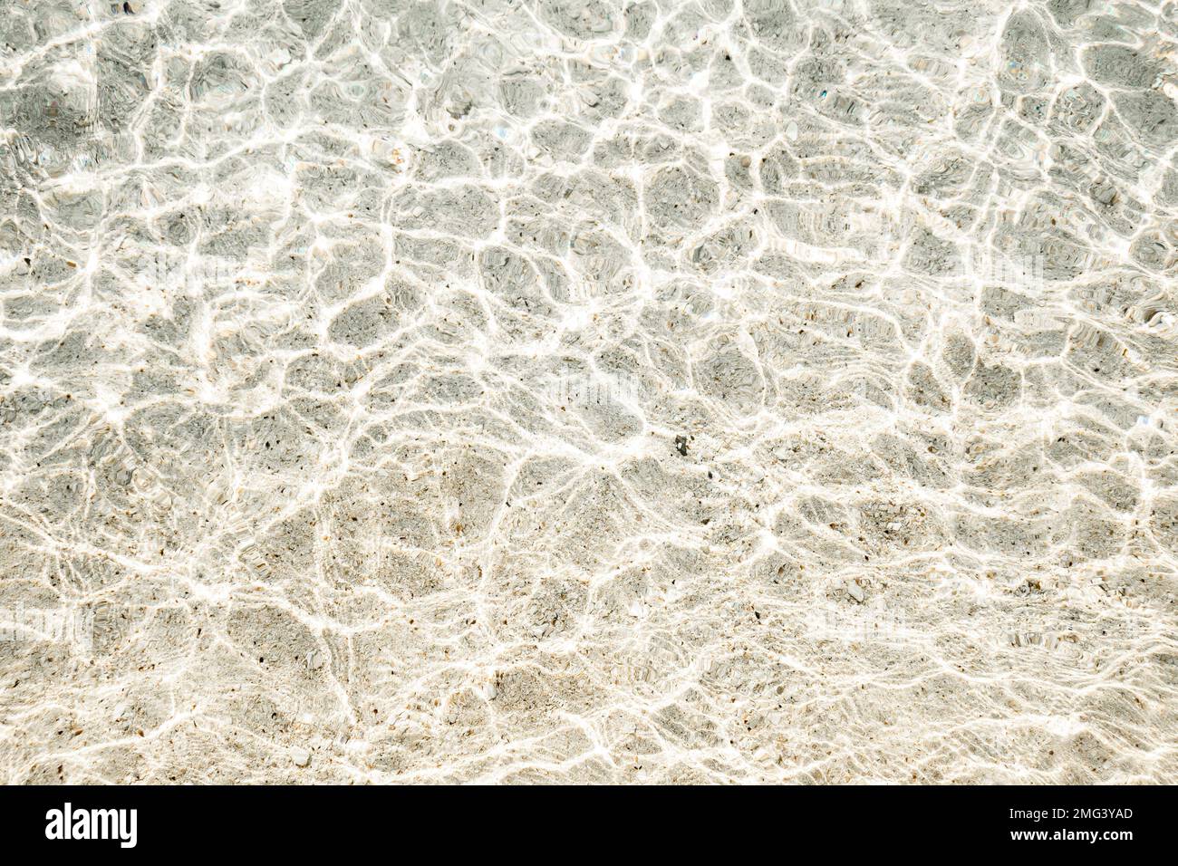 Texture of sand, pebbles and clearwater. Beautiful background, top view ...