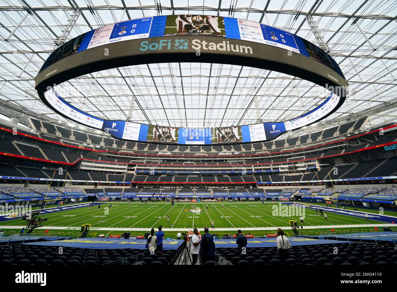 The interior of SoFi Stadium is shown before NFL football game between ...