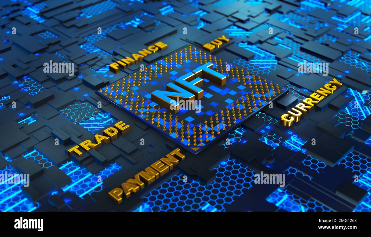 Conceptual composition of the processor with the NFT logo on the ...