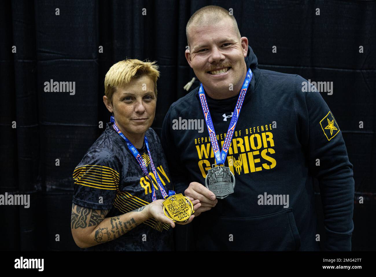 U.S. Army Staff Sgt. Stacy Englert, left, and U.S. Army Staff Sgt. Cole ...