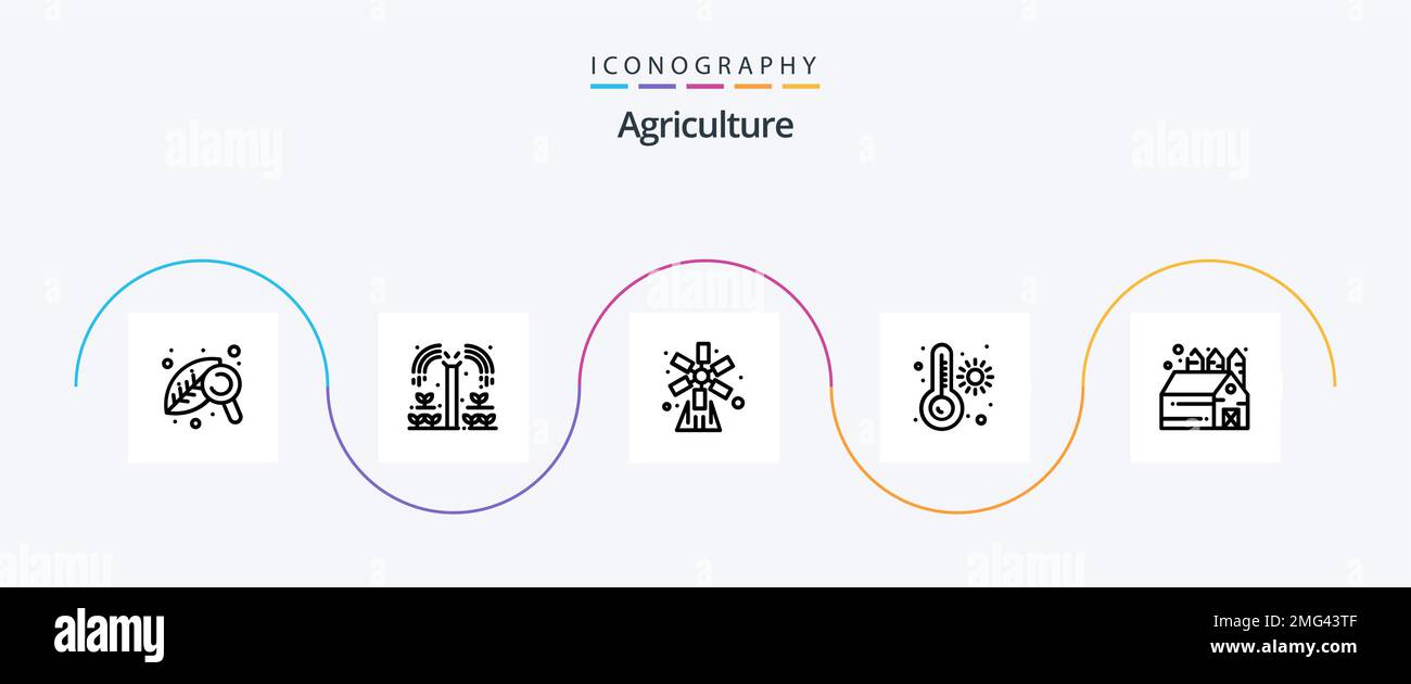Agriculture Line 5 Icon Pack Including barn. thermometer. agriculture ...