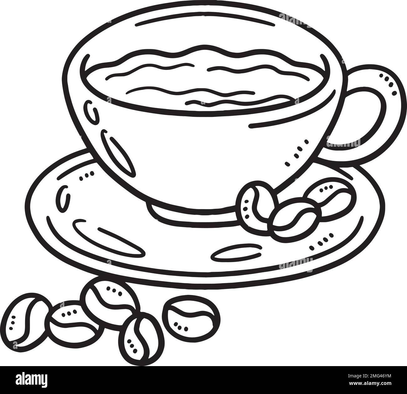 Coffee Cup and Coffee Beans Isolated Coloring Stock Vector Image & Art ...