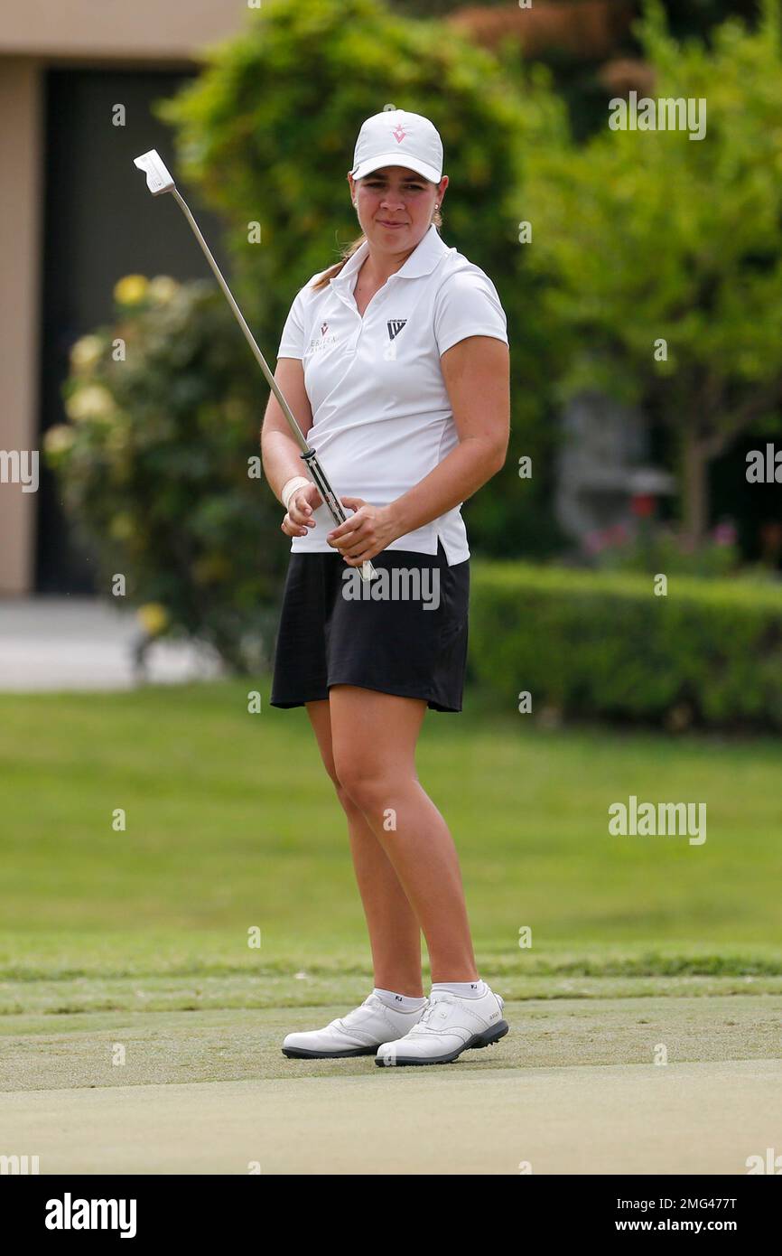 Kristen Gillman watches her shot on the 16th hole during the third ...